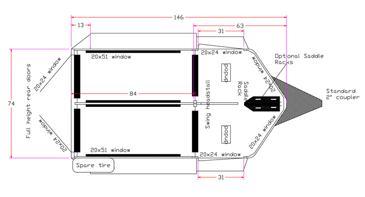 Bumper Pull 2 Horse Straight Load Trailer: Double D Trailers